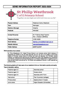 SEND Information Report 2023 - 2024 - St Philip Westbrook C of E ...